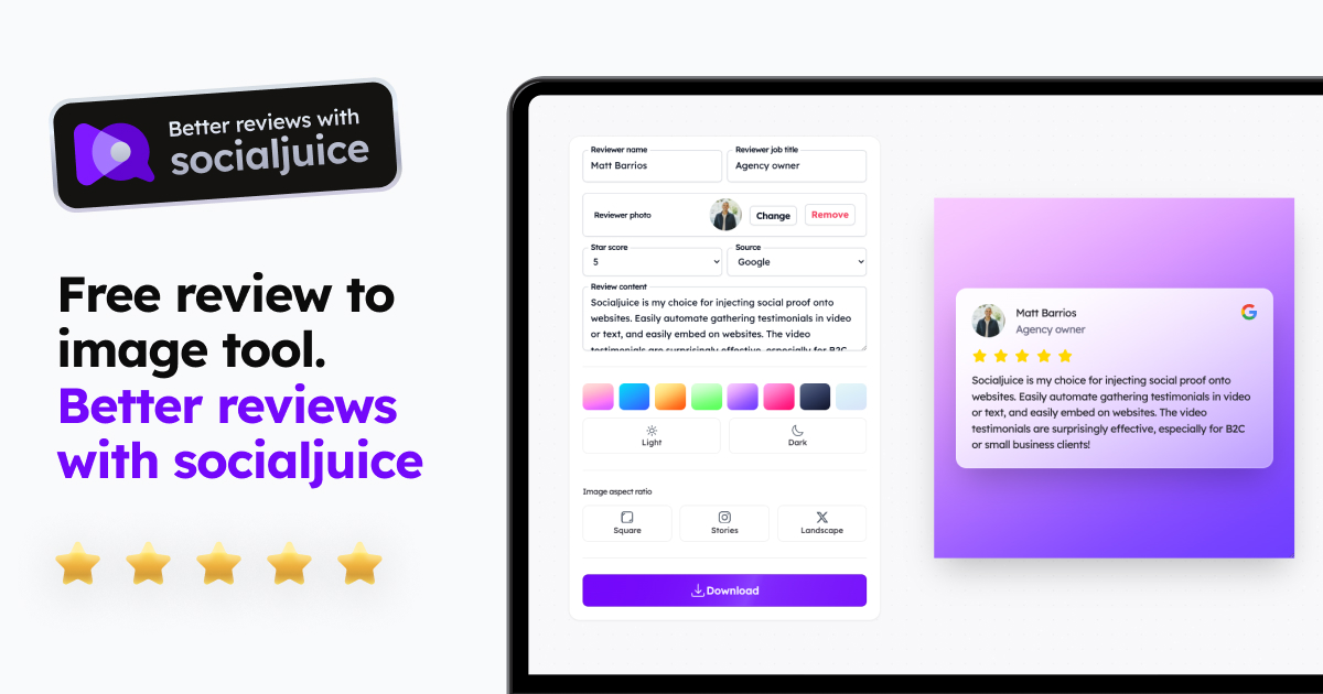 Review To Image - Create beautiful shareable images from reviews.
